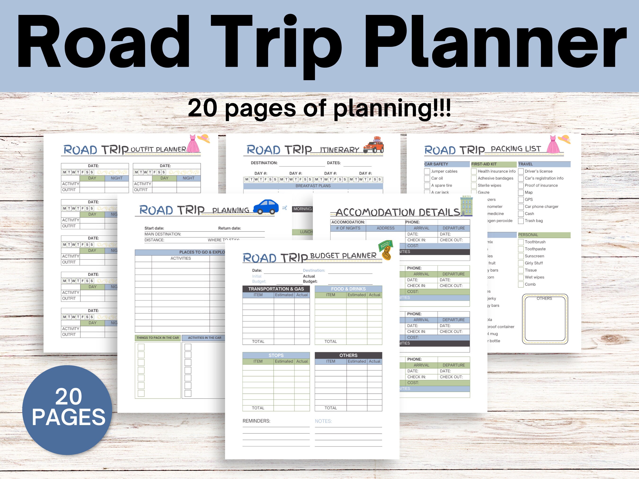 Road Trip Planner, Family Road Trip, Road Trip Essentials, Trip Planner ...