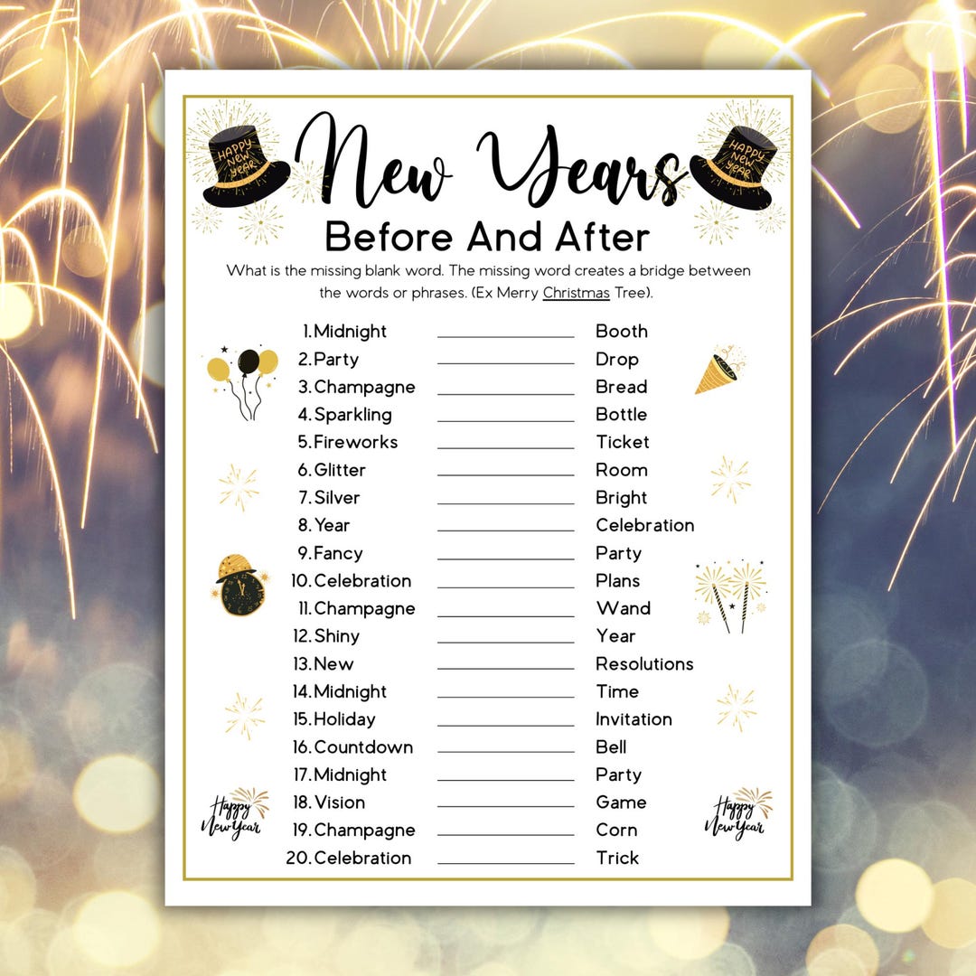 New Years Eve Party Game Finish the Phrase Ice Breaker Office Party ...