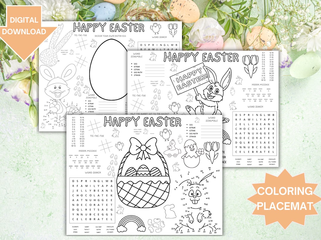 Easter Coloring Placemat, Easter Activity Mat, Easter Placemat ...