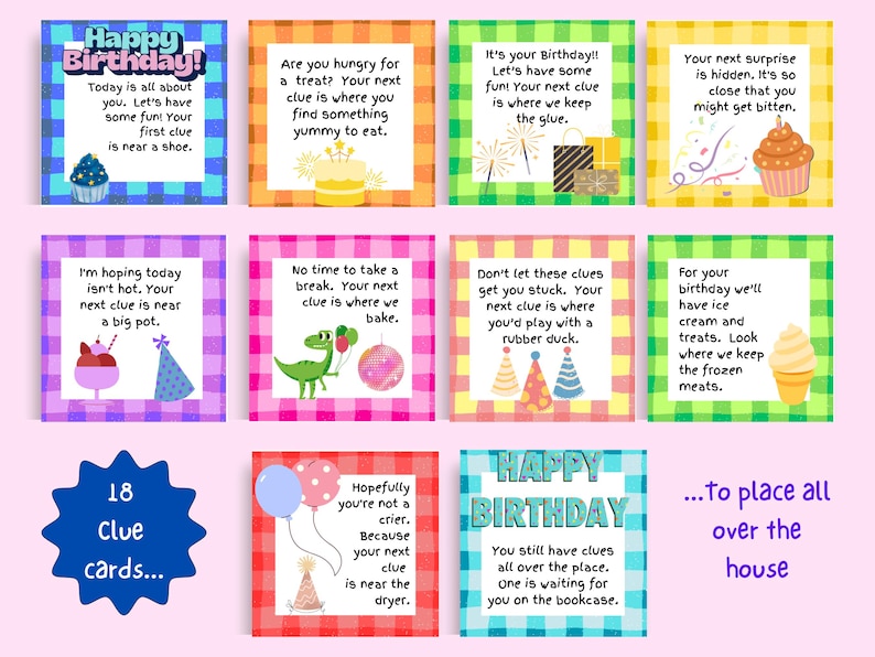 Indoor Birthday Scavenger Hunt for Kids, Birthday Treasure Hunt ...