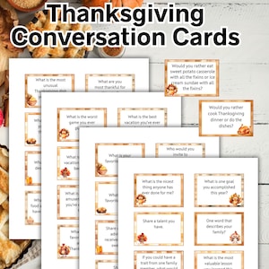 Thanksgiving Conversation Starter Cards, Thanksgiving Dinner Icebreaker ...