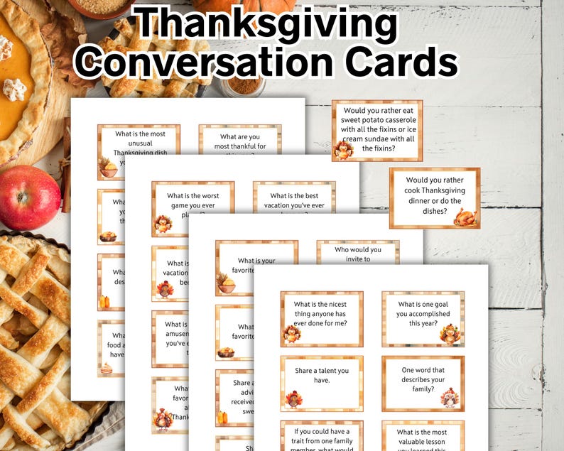 Thanksgiving Conversation Starter Cards, Thanksgiving Dinner Icebreaker ...