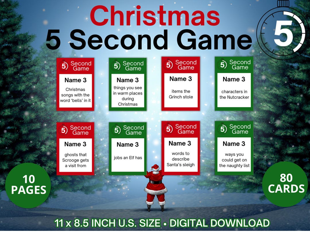 Christmas 5 Second Game, Christmas Party Game, Games for Christmas ...