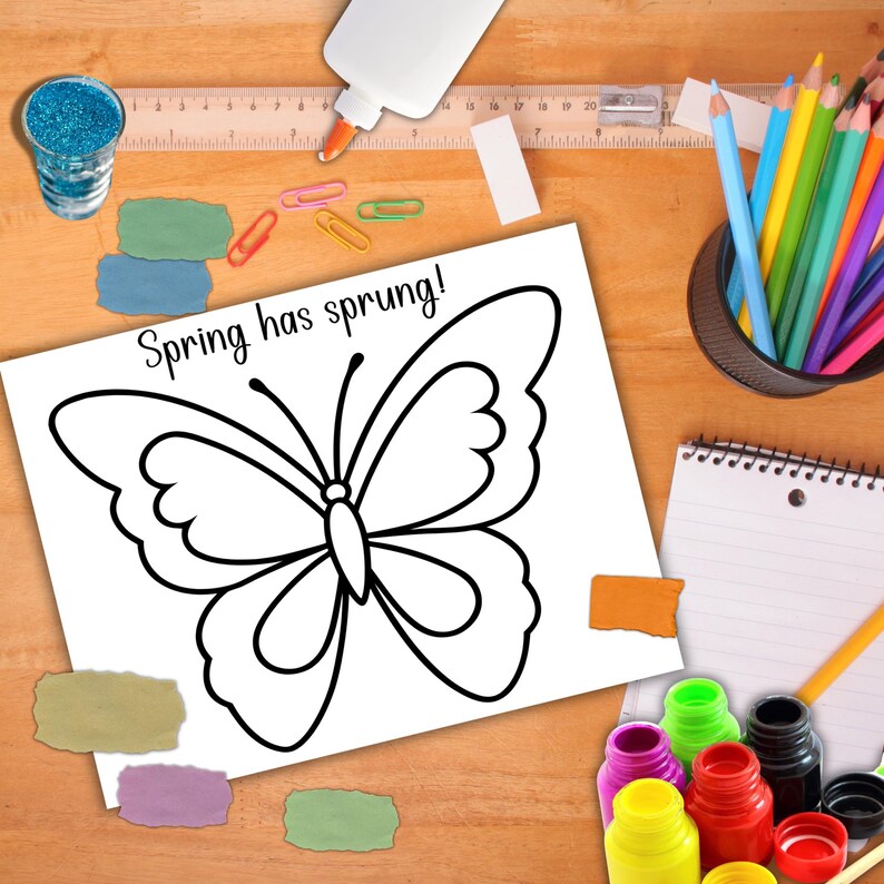 Butterfly Craft Springtime Torn Paper Activity Daycare Preschool ...