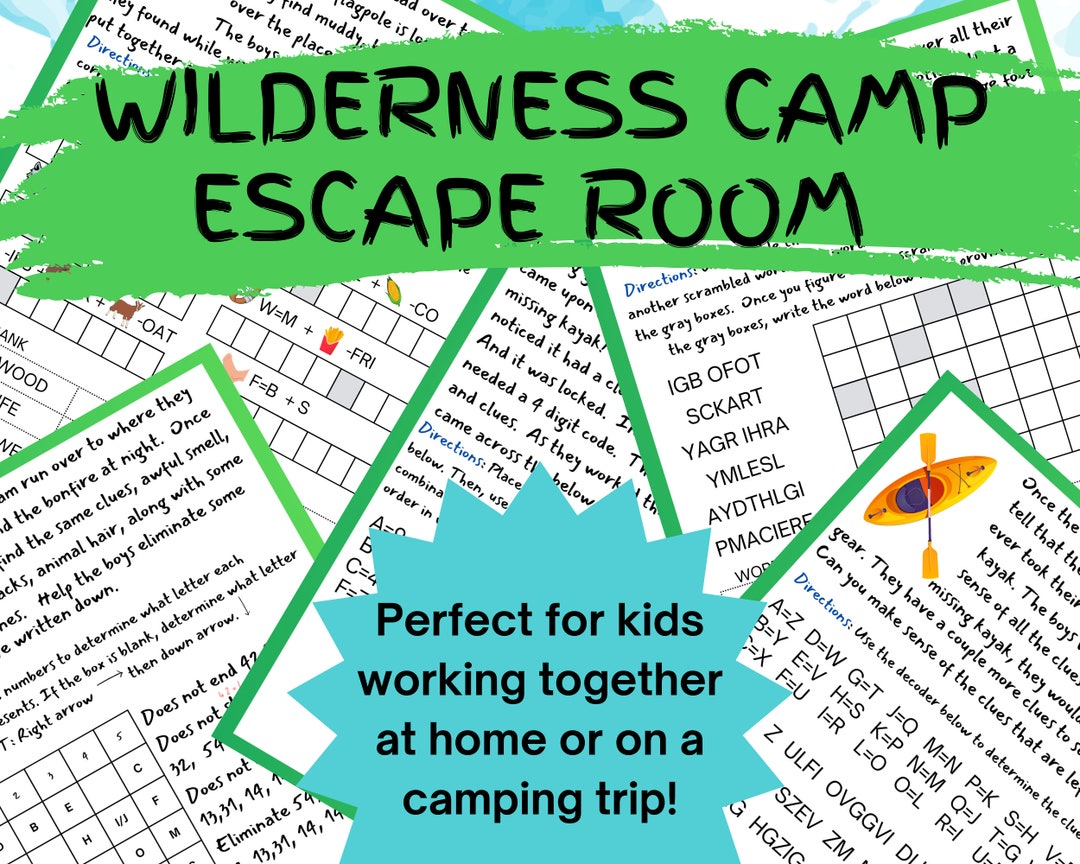 Escape Room for Kids, Printable Escape Room Kit, Wilderness Camp Escape ...