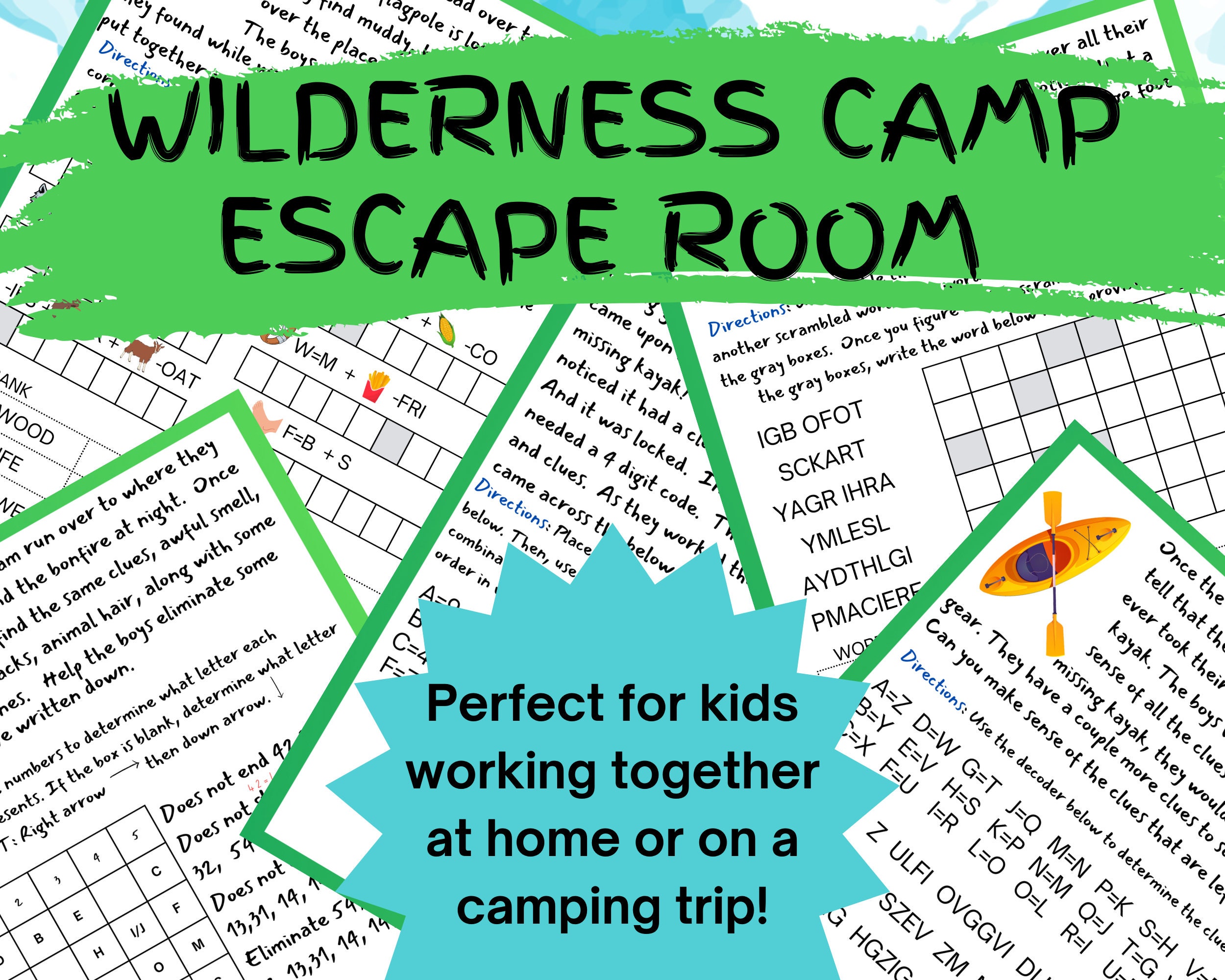 Escape Room for Kids, Printable Escape Room Kit, Wilderness Camp Escape ...