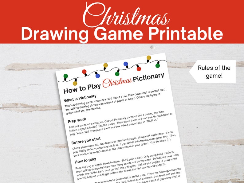 Christmas Picture Drawing Game, Christmas Drawing Card Game, Christmas ...