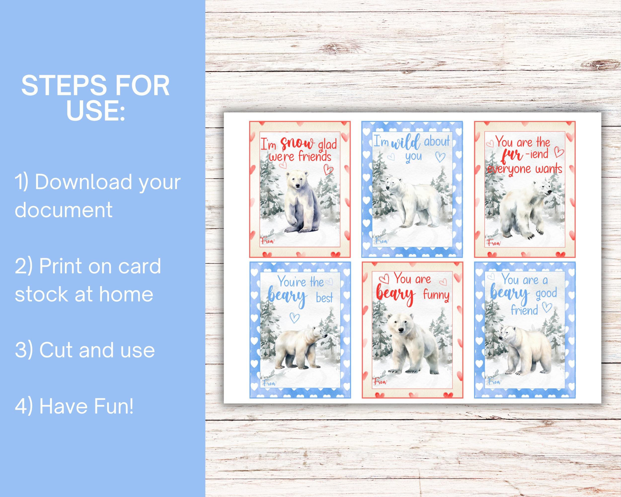 Polar Bear Valentine Cards for Boy and Girl Outdoor Valentine Artic ...
