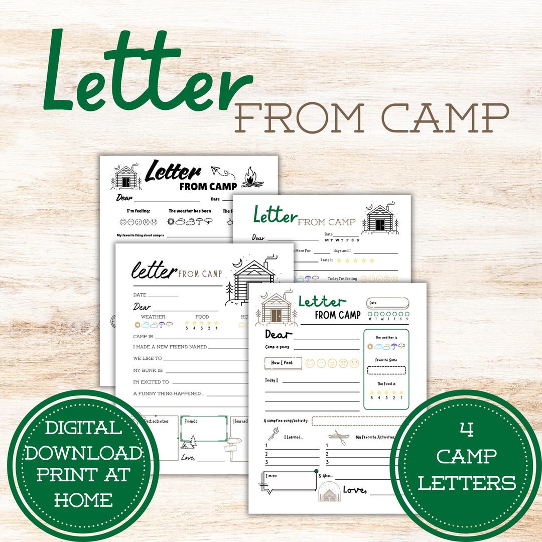 Letter From Camp Fill in Blanks Camp Stationary Summer Camp Note ...