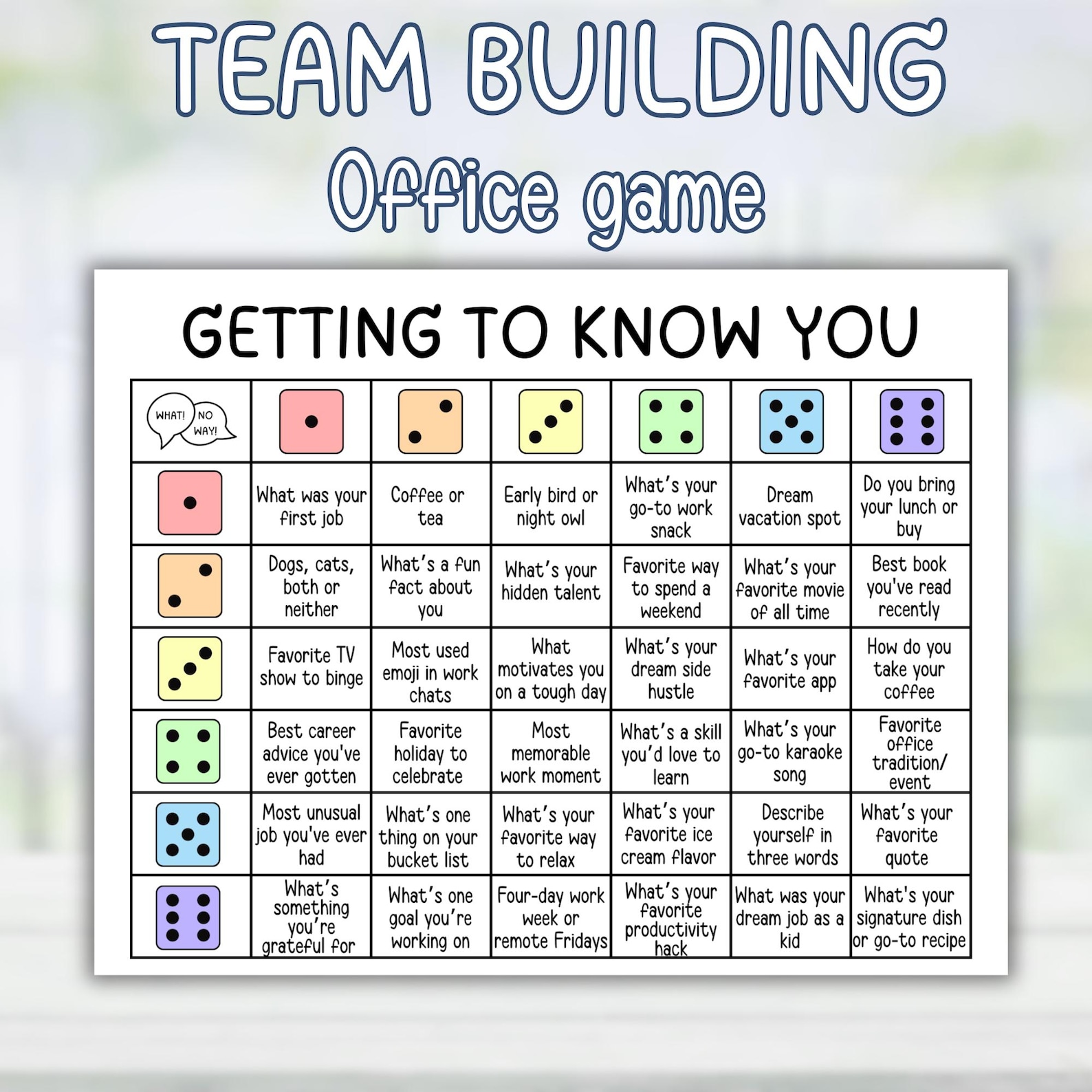 Get to Know You Team Building Office Games Conversation Starter Group ...
