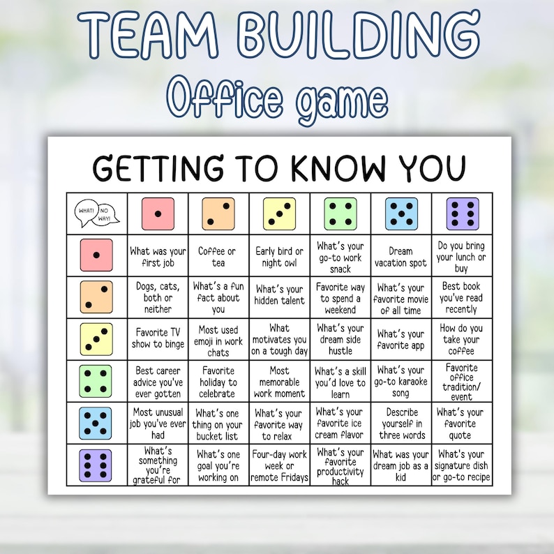 Get to Know You Team Building Office Games Conversation Starter Group ...