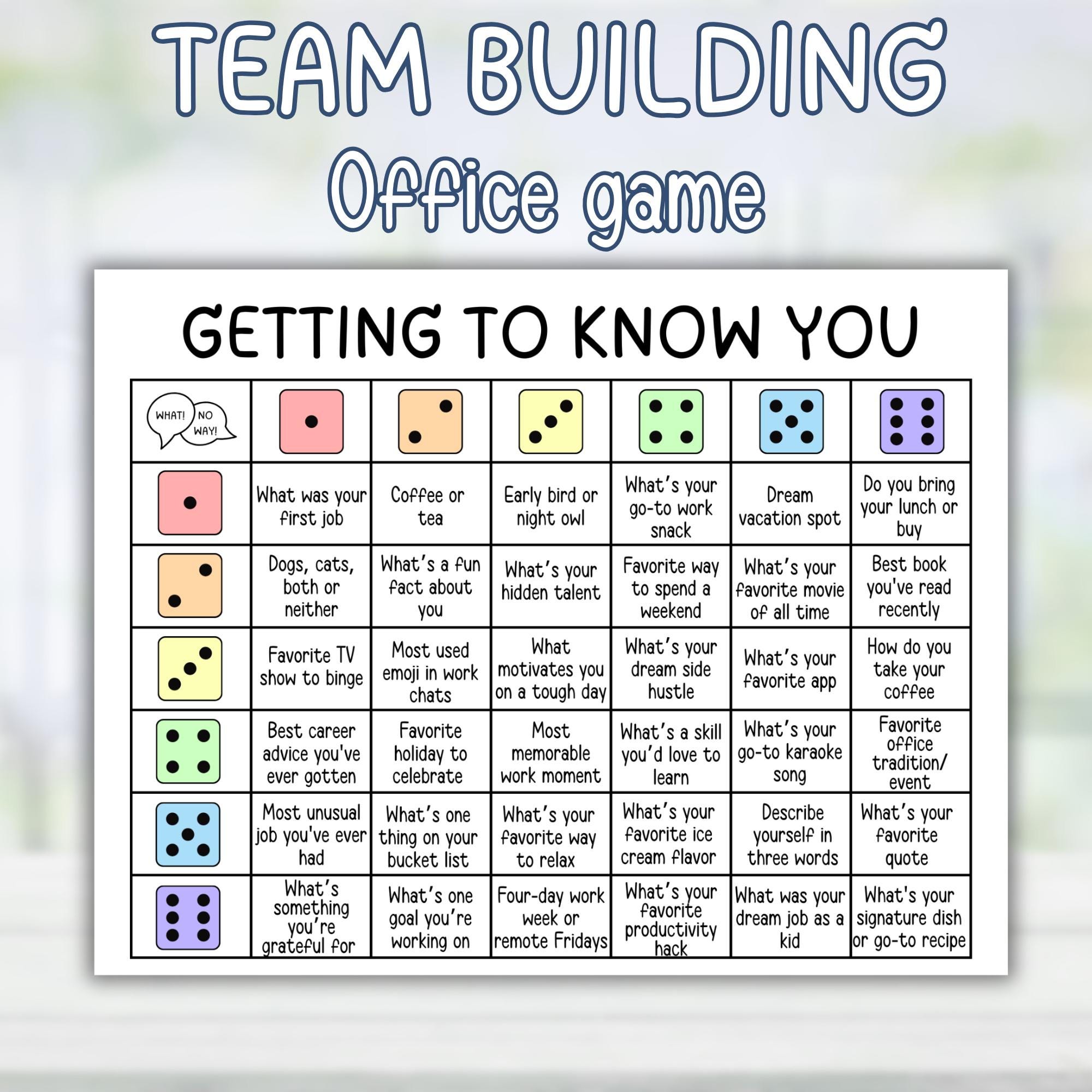 Get to Know You Team Building Office Games Conversation Starter Group ...