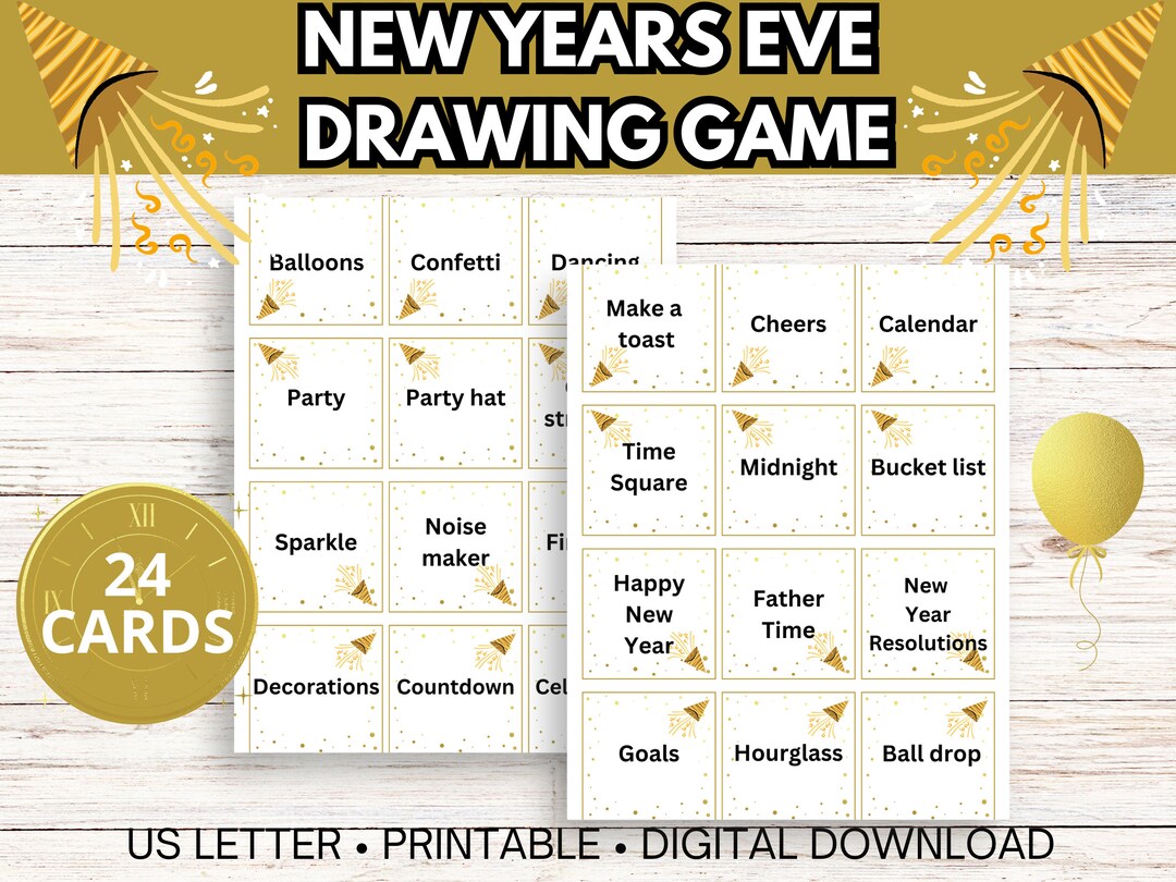 New Year's Eve Drawing Game, NYE Drawing Game, Kids New Years Eve ...