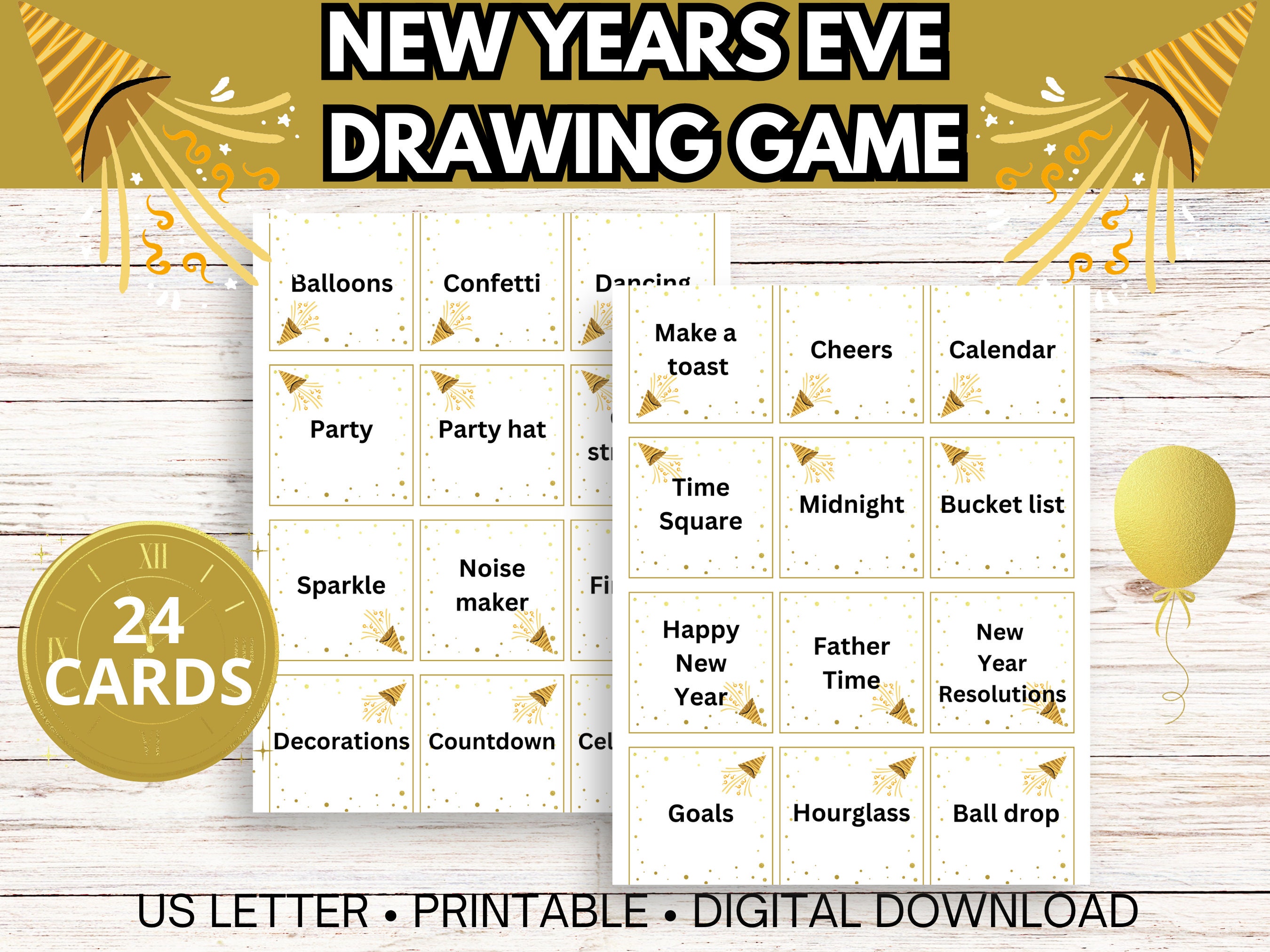 New Year's Eve Drawing Game, NYE Drawing Game, Kids New Years Eve ...