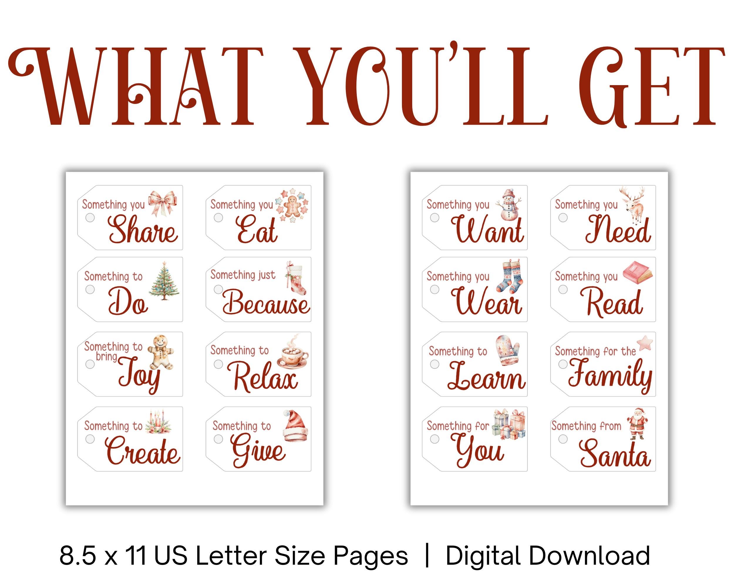 Something You Want Need Wear Read Tags, Christmas Gift Tags, Printable ...