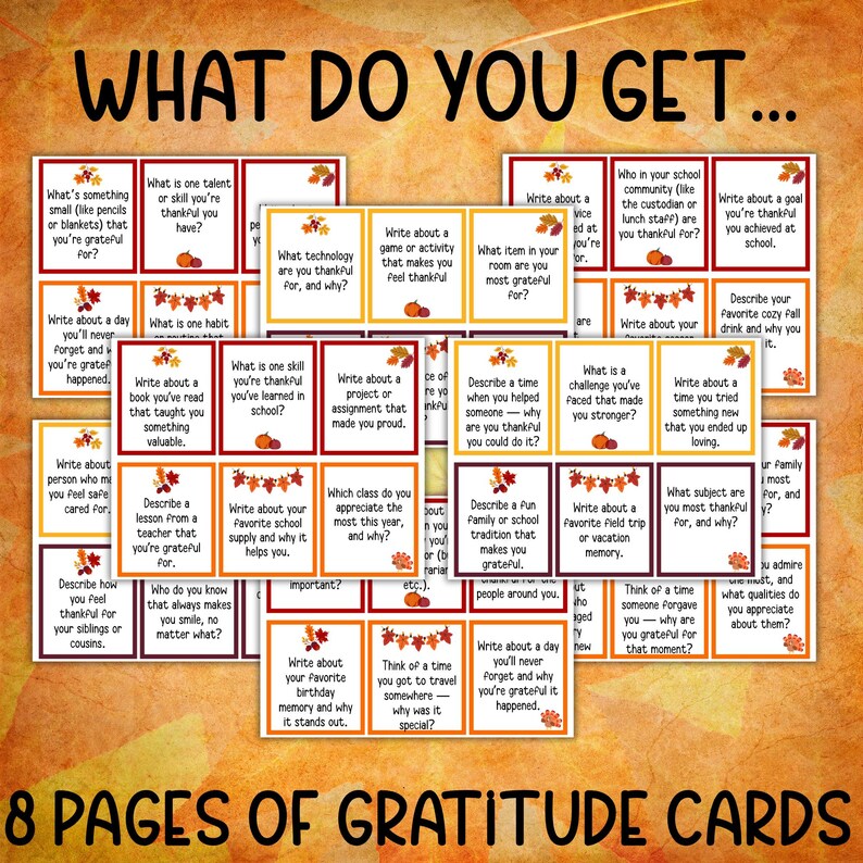 Gratitude Prompts Questions for Kids Autumn Thanksgiving Kid Activity ...