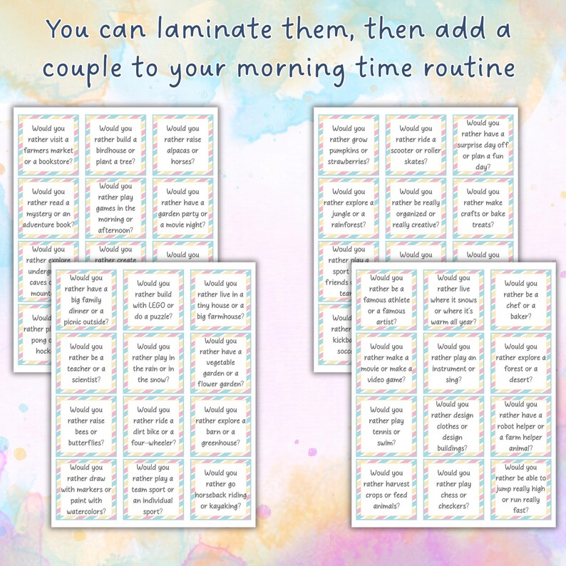 Homeschool Morning Time Basket Ideas Would You Rather Funny Questions ...