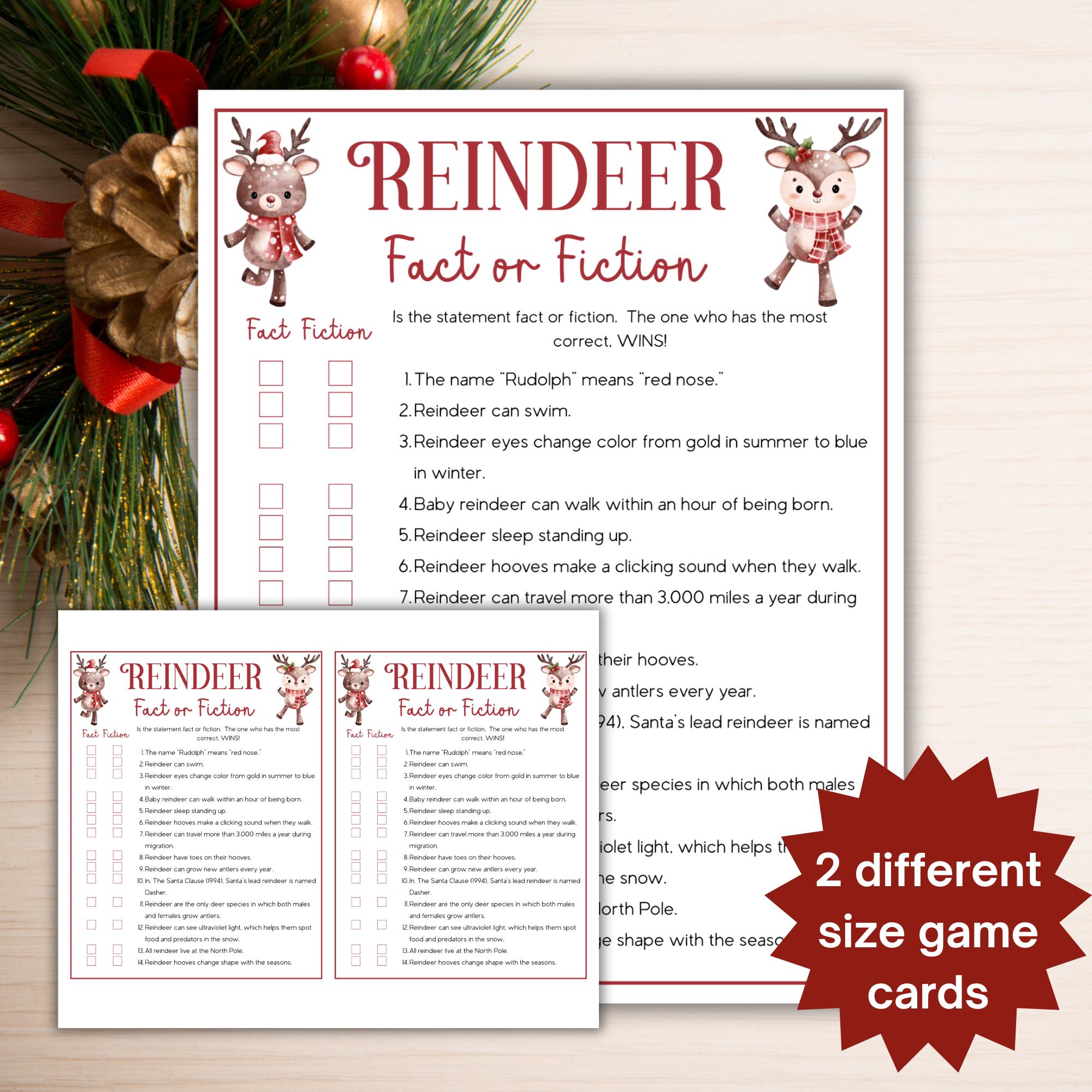 Fact or Fiction Reindeer Games True False Reindeer Trivia Fun Christmas ...