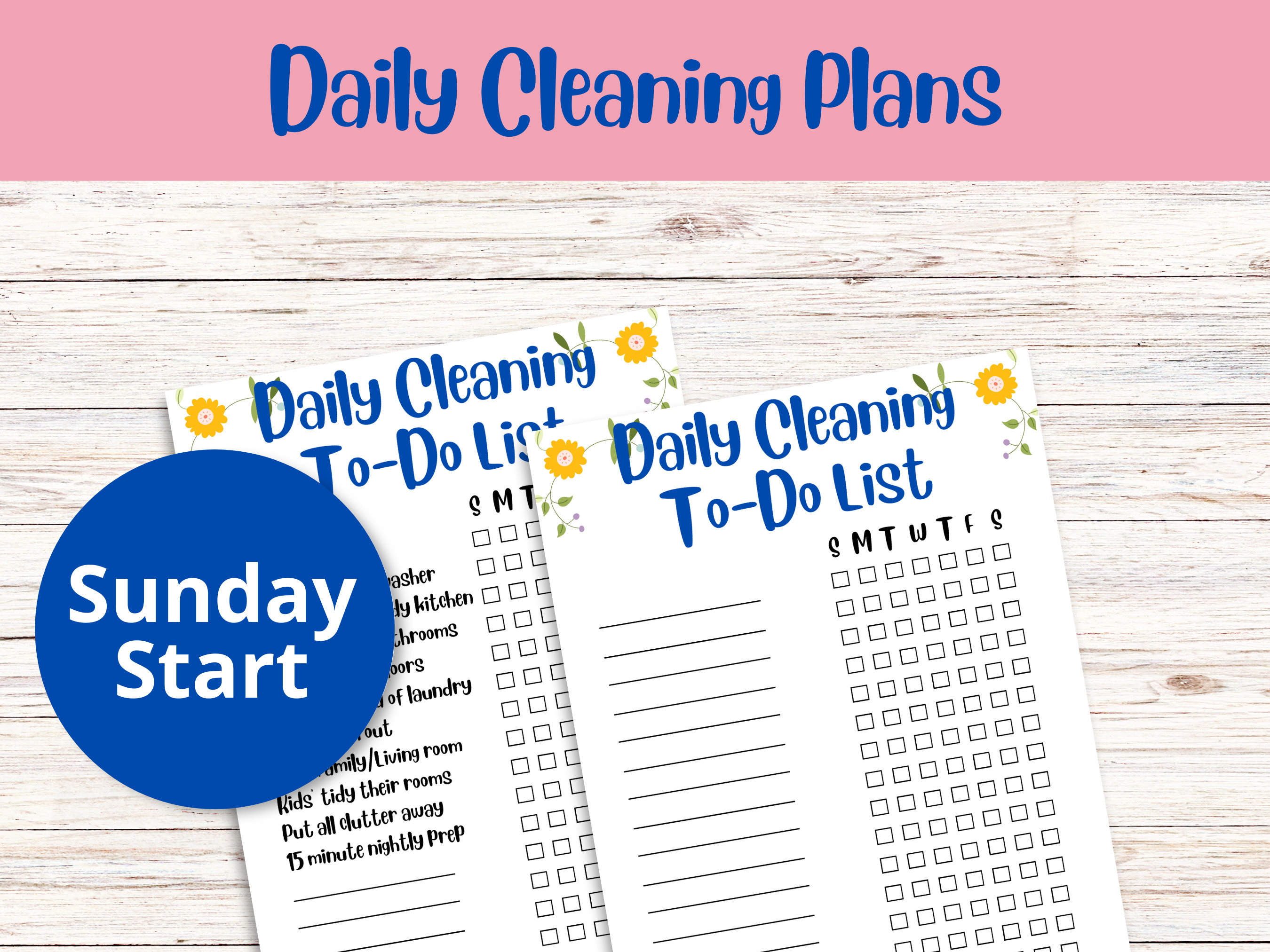 Printable Daily Cleaning Checklist, Weekly Cleaning, Monthly Cleaning ...