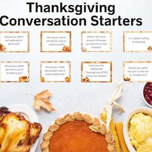 Thanksgiving Conversation Starter Cards, Thanksgiving Dinner Icebreaker ...