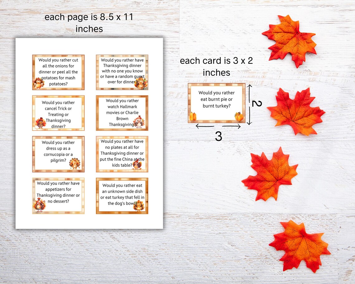 Thanksgiving Conversation Starter Cards, Thanksgiving Dinner Icebreaker ...