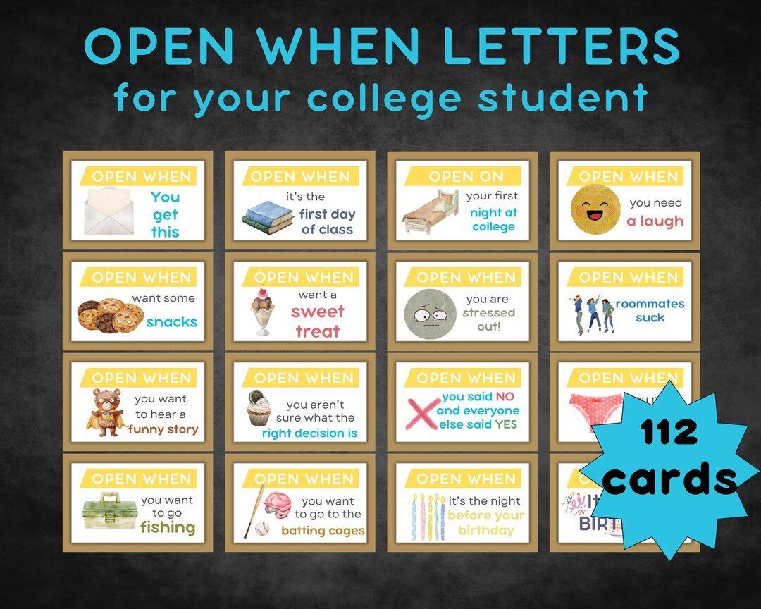 Open When Envelope Letters for College Student Going Away Gift Open ...