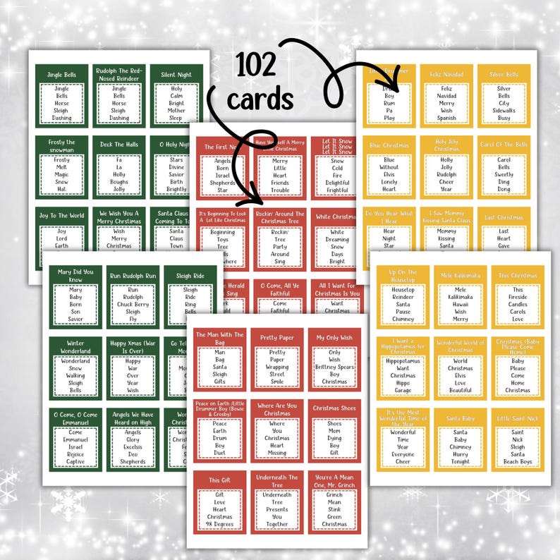 Christmas Taboo Forbidden Words Christmas Song Trivia Game Work ...