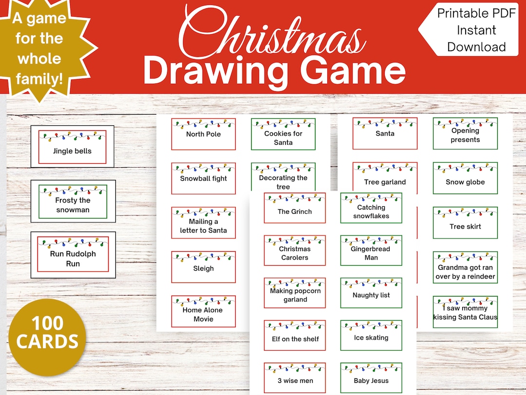 Christmas Picture Drawing Game, Christmas Drawing Card Game, Christmas ...