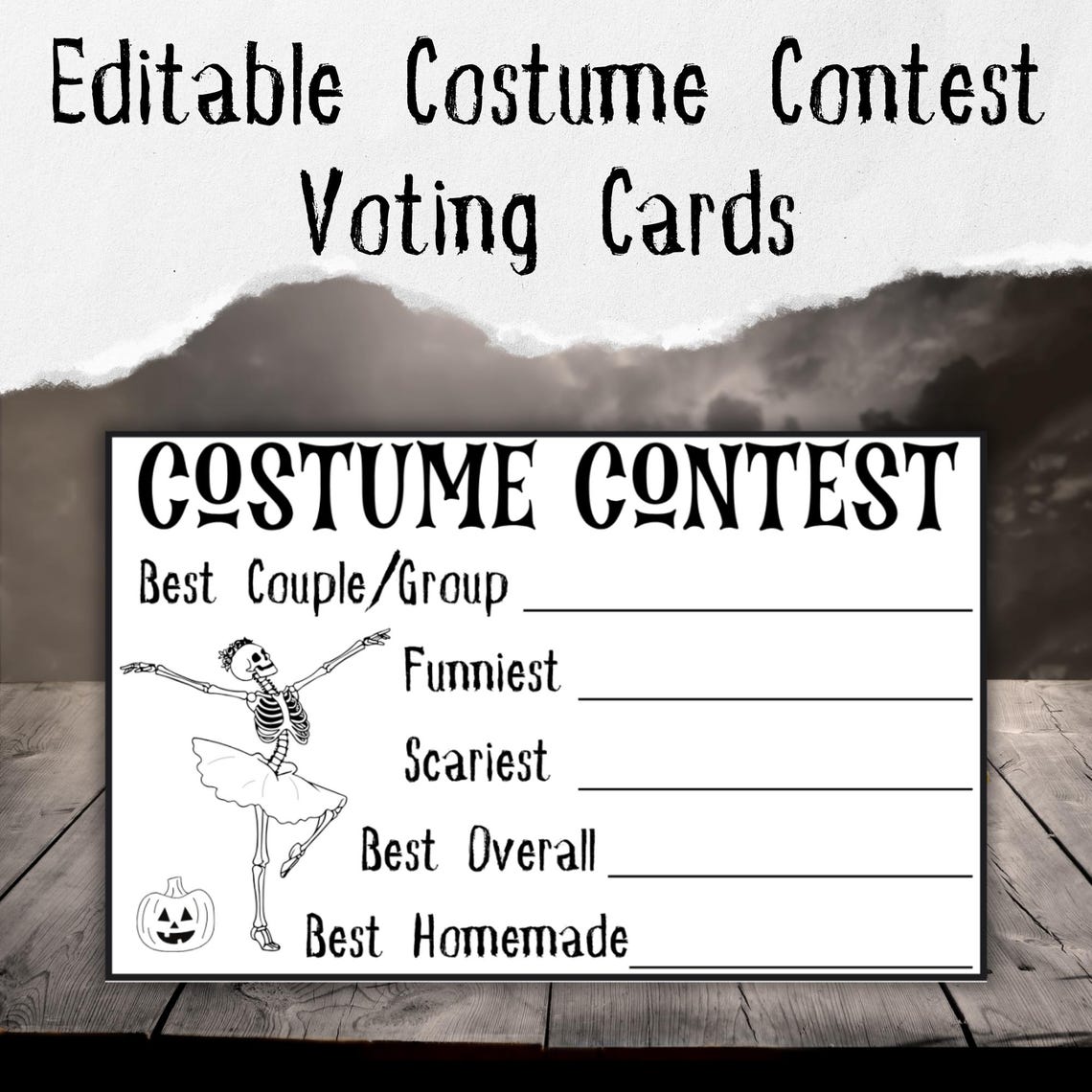 Halloween Costume Contest Voting Cards Costume Competition Best Costume ...