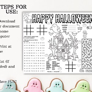 Halloween Placemat, Halloween Coloring Activity Placemat, Halloween ...