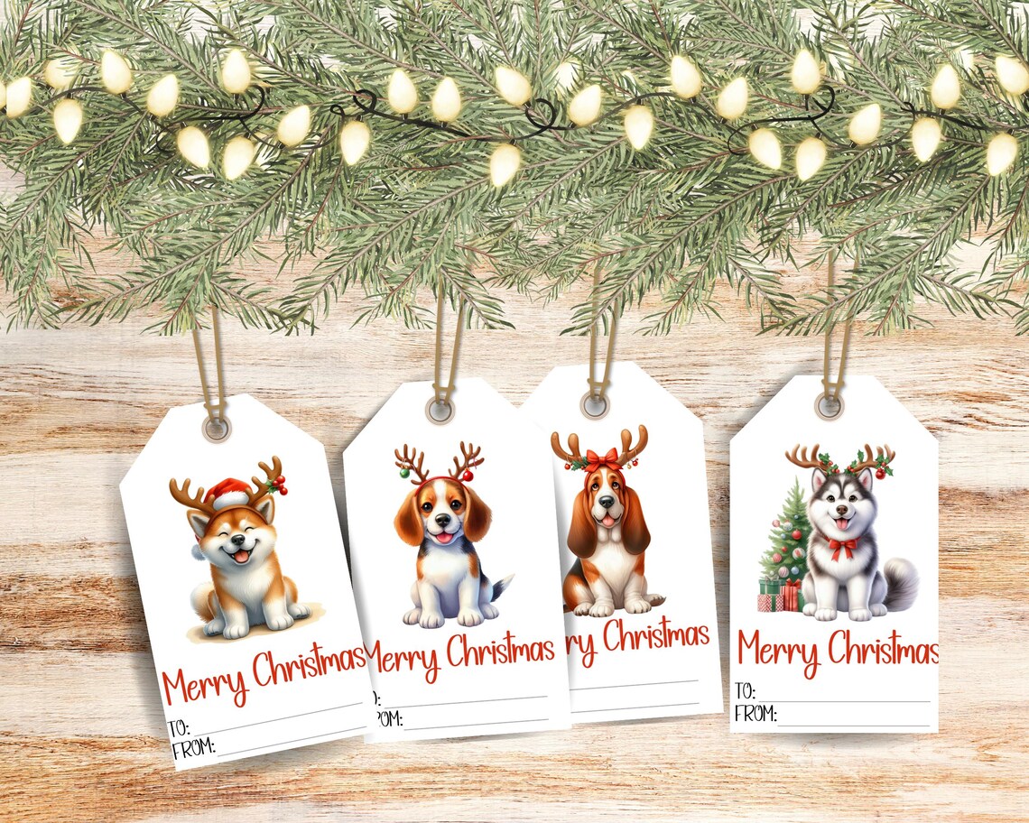 Dog Christmas Tags, Dog Gift Tags, Christmas Dog Santa Paws, Santa Paws ...