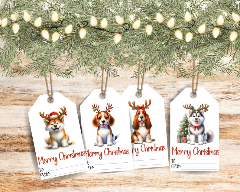 Dog Christmas Tags, Dog Gift Tags, Christmas Dog Santa Paws, Santa Paws ...