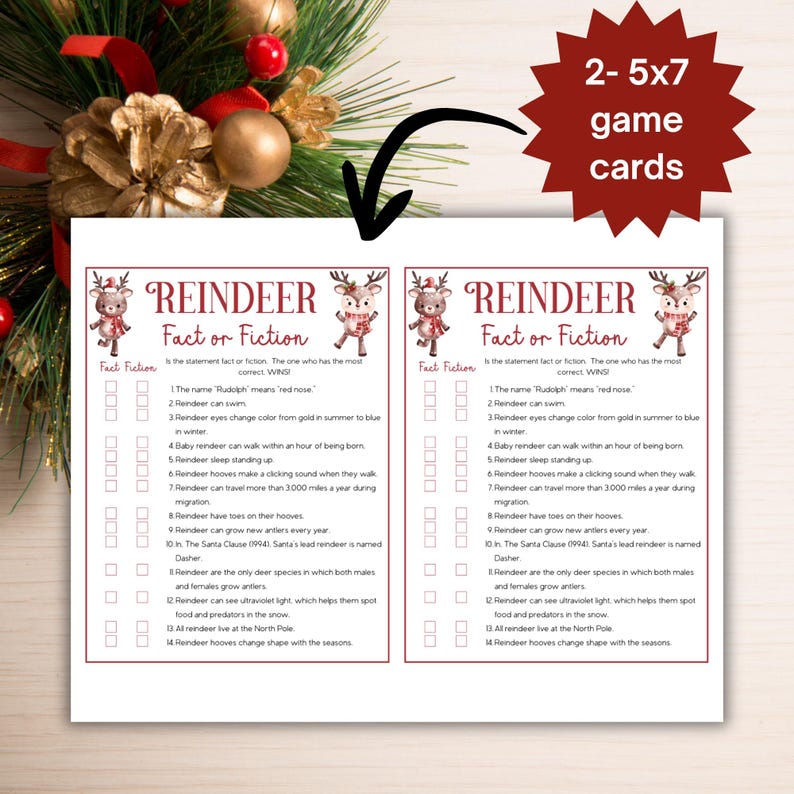 Fact or Fiction Reindeer Games True False Reindeer Trivia Fun Christmas ...