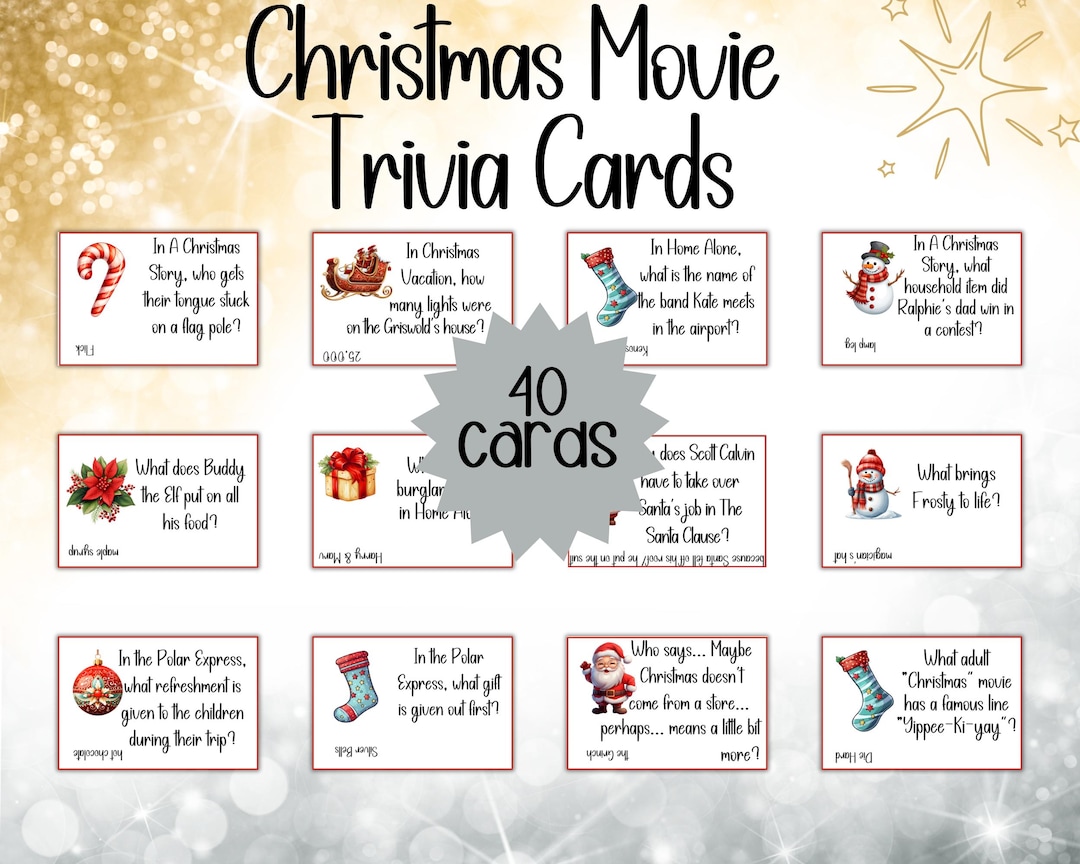 Christmas Movie Trivia Cards, Christmas Movie Game, Christmas Movie ...