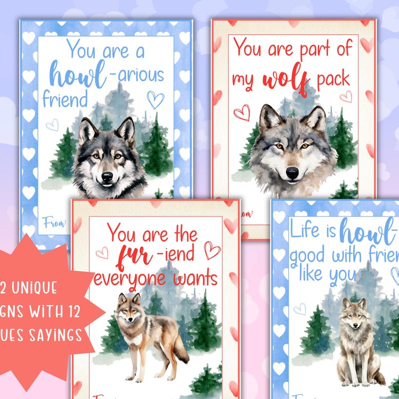 Wolf Valentines Cards - Etsy