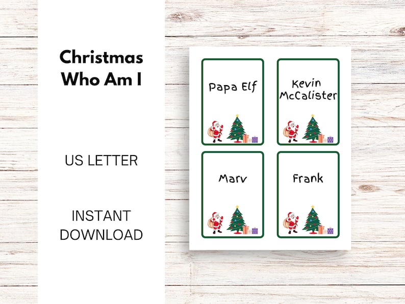 Christmas Who Am I, Christmas Party Game, Family Friendly Christmas ...