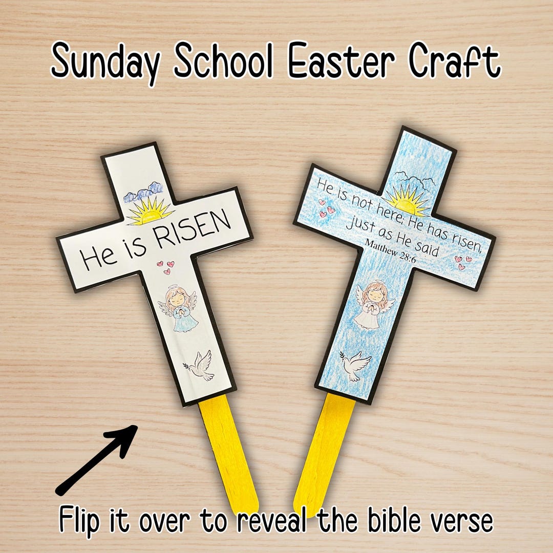 He is Risen Sunday School Craft Bible Verse Christian Coloring Easter ...