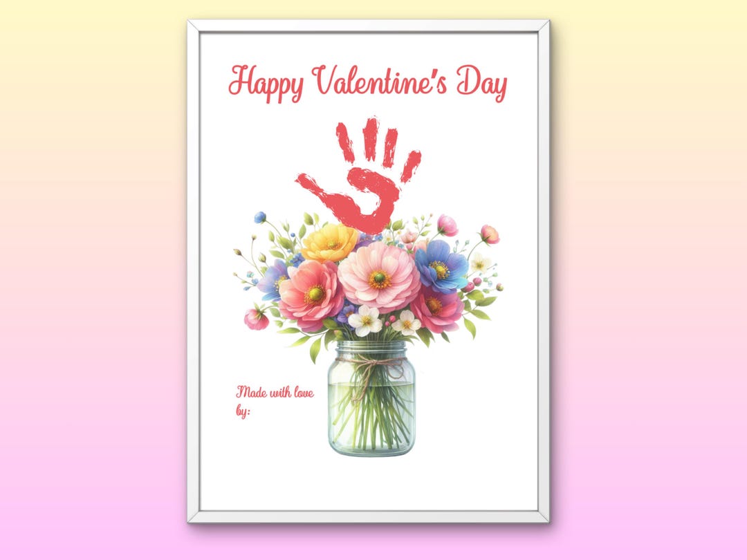 Valentine Handprint Bouquet Gift From Kids Grandkids Custom Valentine ...