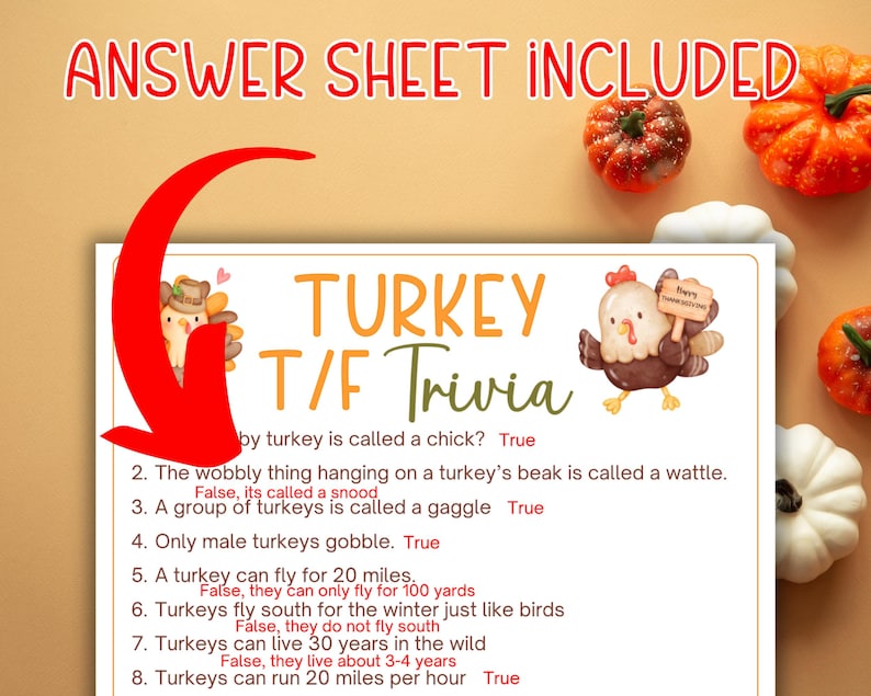 Turkey Trivia, Thanksgiving Trivia Game, Classroom Games, Turkey Quiz ...