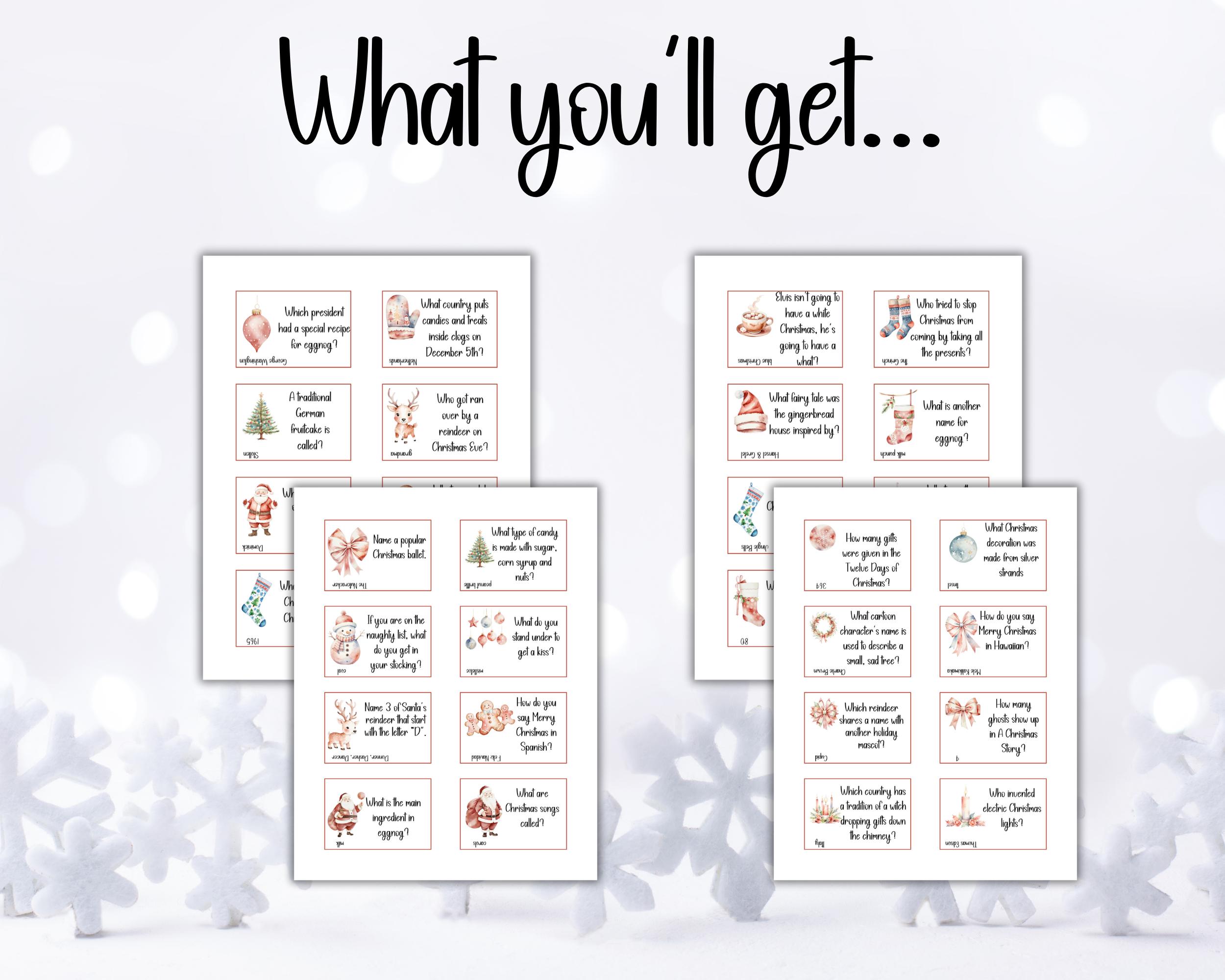 Christmas Trivia Cards, Christmas Trivia Games for a Group, Christmas ...
