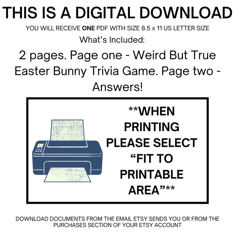Fun Facts Easter Bunny Trivia Printable Quiz Easter Bunny Fun Trivia ...