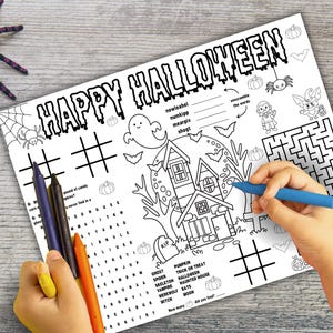 Halloween Placemat, Halloween Coloring Activity Placemat, Halloween ...