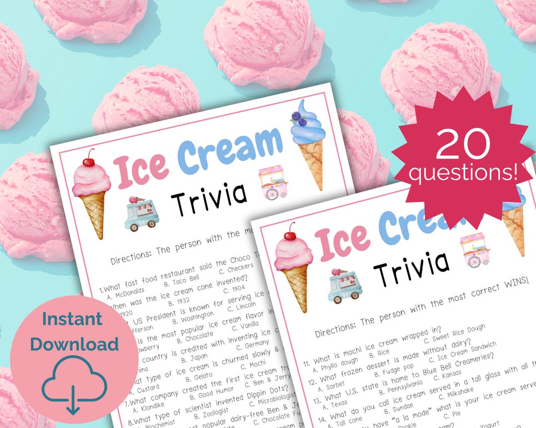 Ice Cream Trivia Birthday Party Fun Office Work Social Kids Summer Camp ...