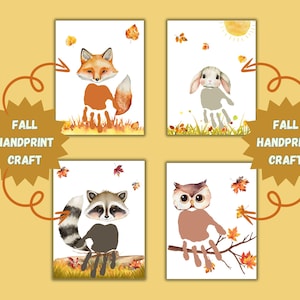 Fall Handprint Art, Woodland Animal Handprint Craft Preschool Activity ...