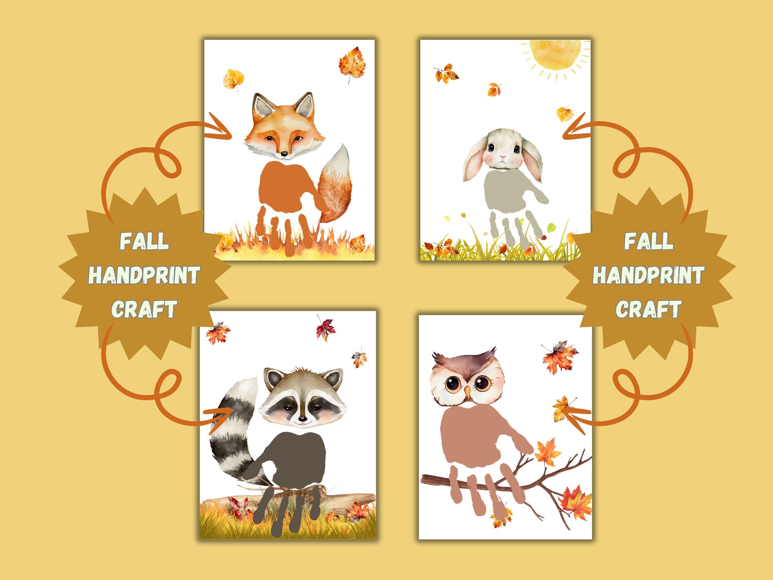 Fall Handprint Art, Woodland Animal Handprint Craft Preschool Activity ...