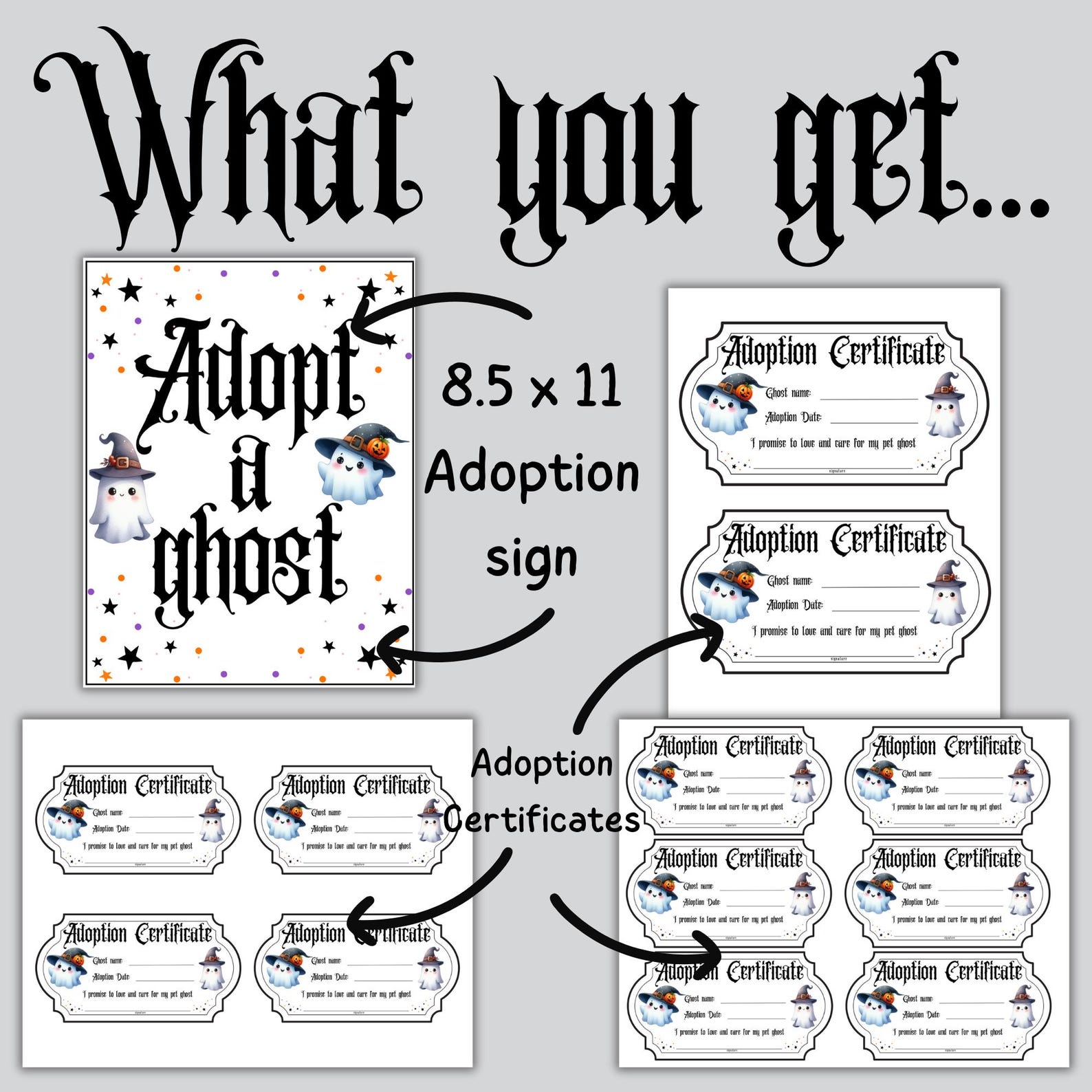 Adopt A Ghost Party Favor Ghost Adoption Certificate Halloween Pet ...