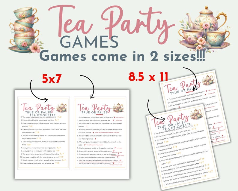 Tea Party Games Bundle for Ladies Tea Party and Kids Tea Party Games ...
