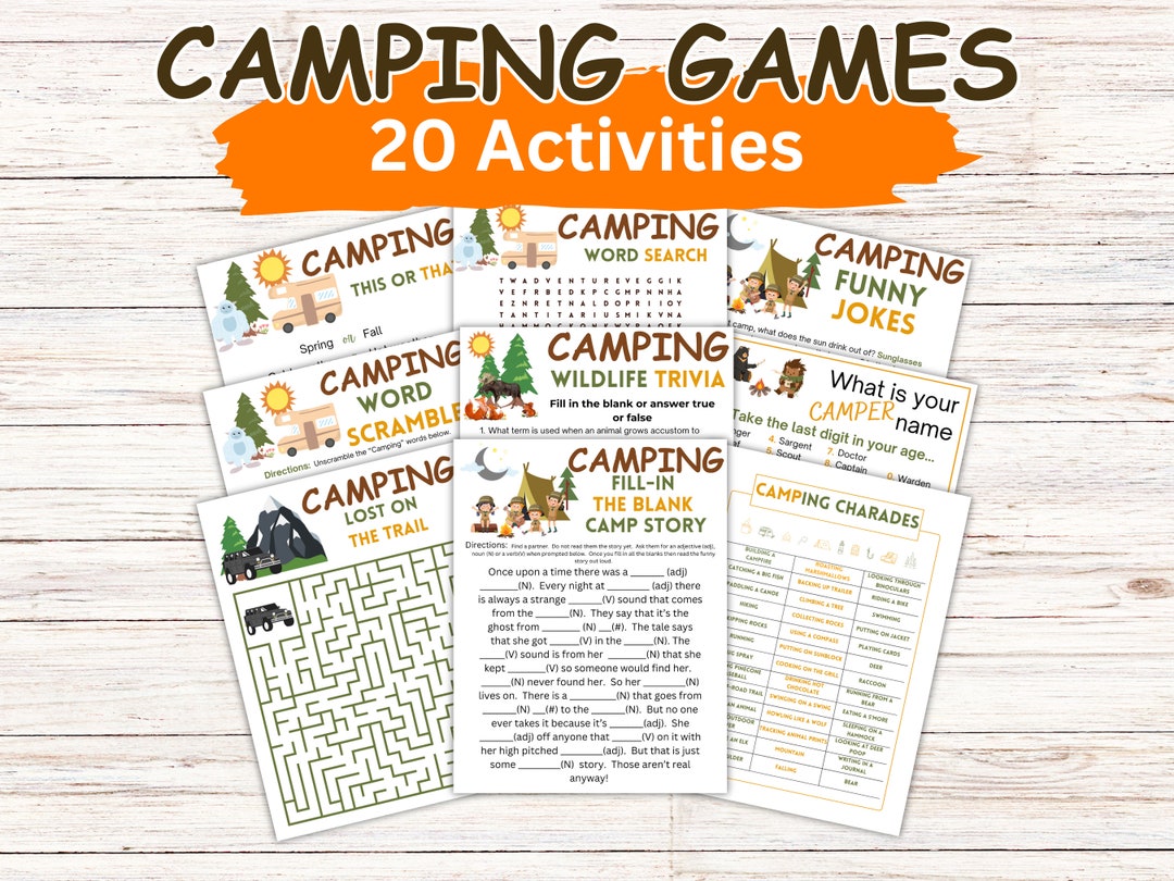 Camping Bundle, Camp Games, Camping Themed Party Games, Campfire Games ...