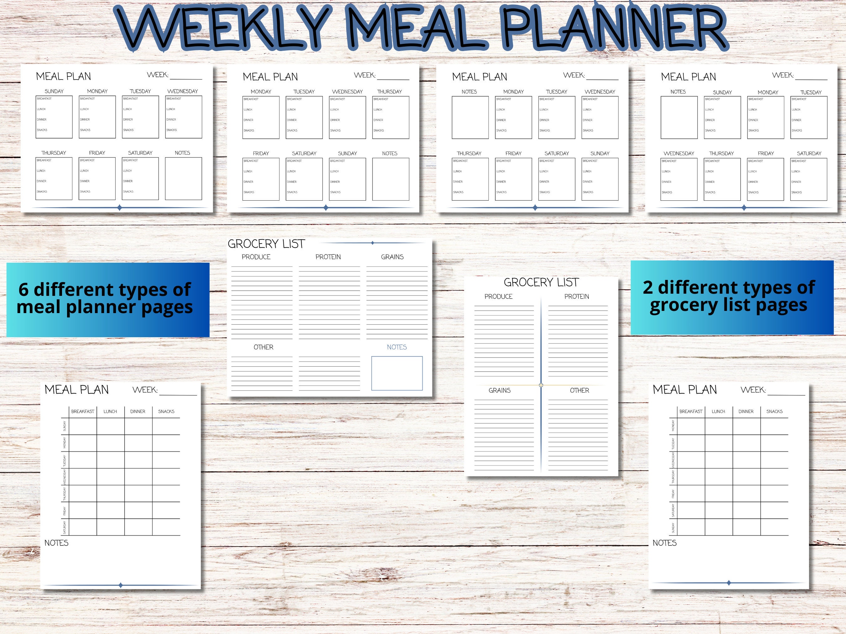 Weekly Meal Planning Printable, 7 Day Meal Prep Planner, Meal Plan ...