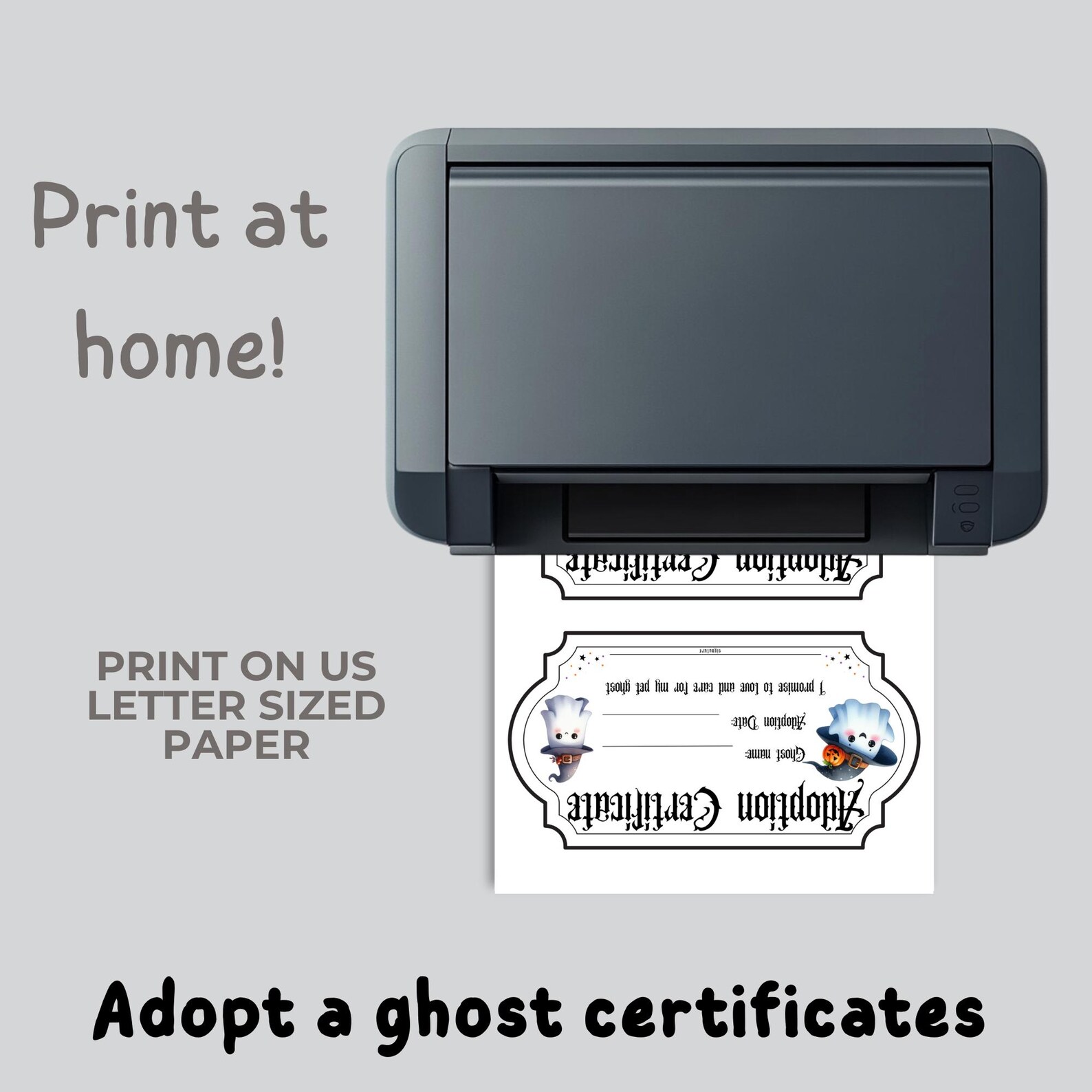 Adopt A Ghost Party Favor Ghost Adoption Certificate Halloween Pet ...